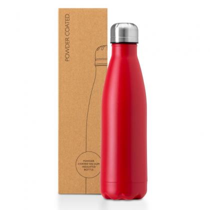 Oasis red powder coated stainless steel, thermal insulated bottle ...